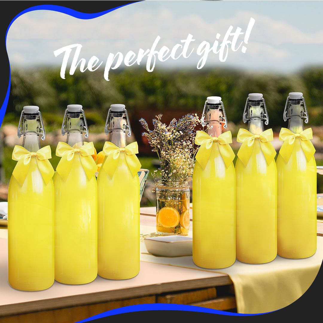 Pack of 6, 33 Oz. Swing Top Glass Bottle Sets | Round Design - Nevlers