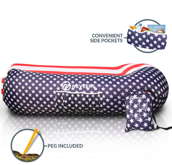 Inflatable Lounger - American Flag - 1 pack - Nevlers